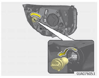 KIA Picanto: Lamp van richtingaanwijzer voor vervangen (koplamp type A ...